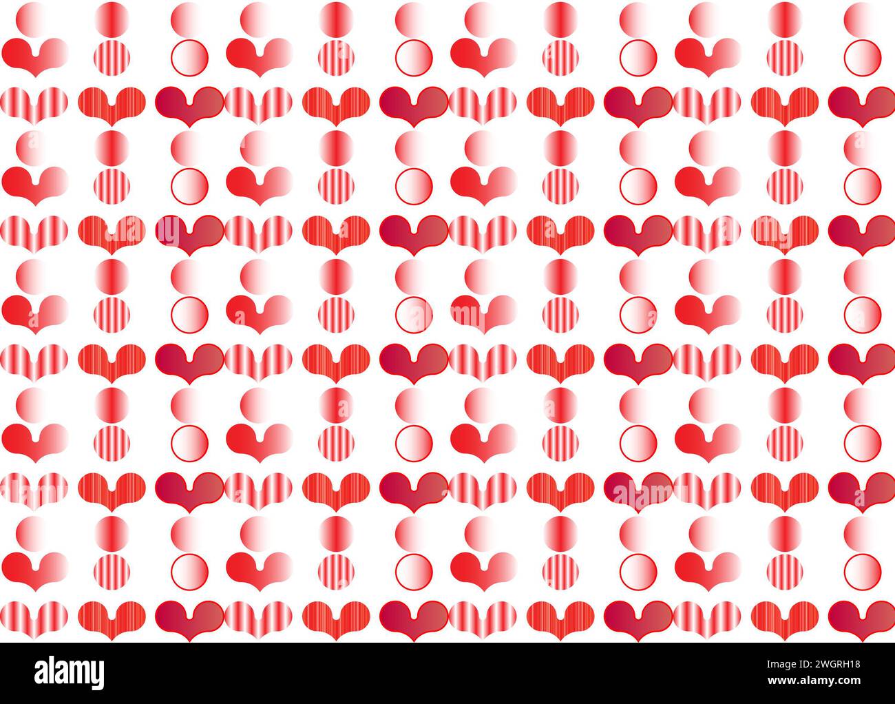 Red color heart and dot shapes vector pattern for valentines day Stock ...