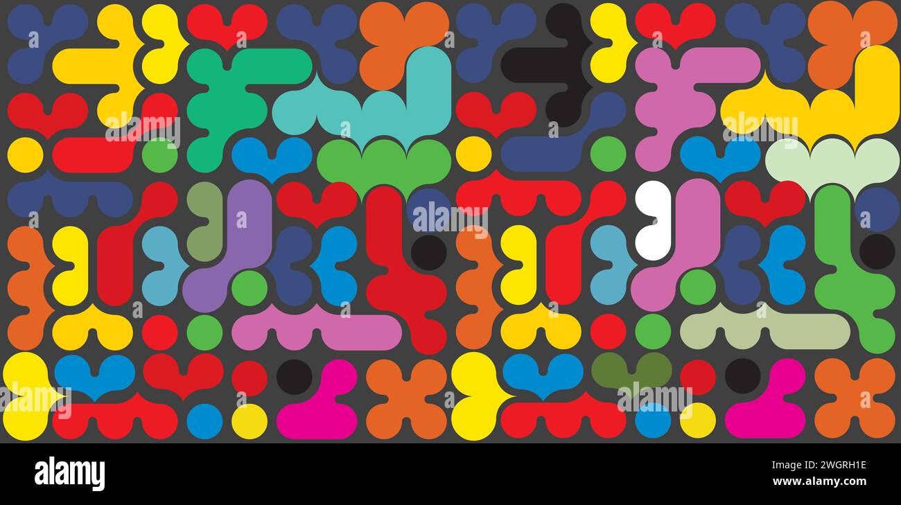 Colorful abstract blob shape seamless pattern, with modern color ...