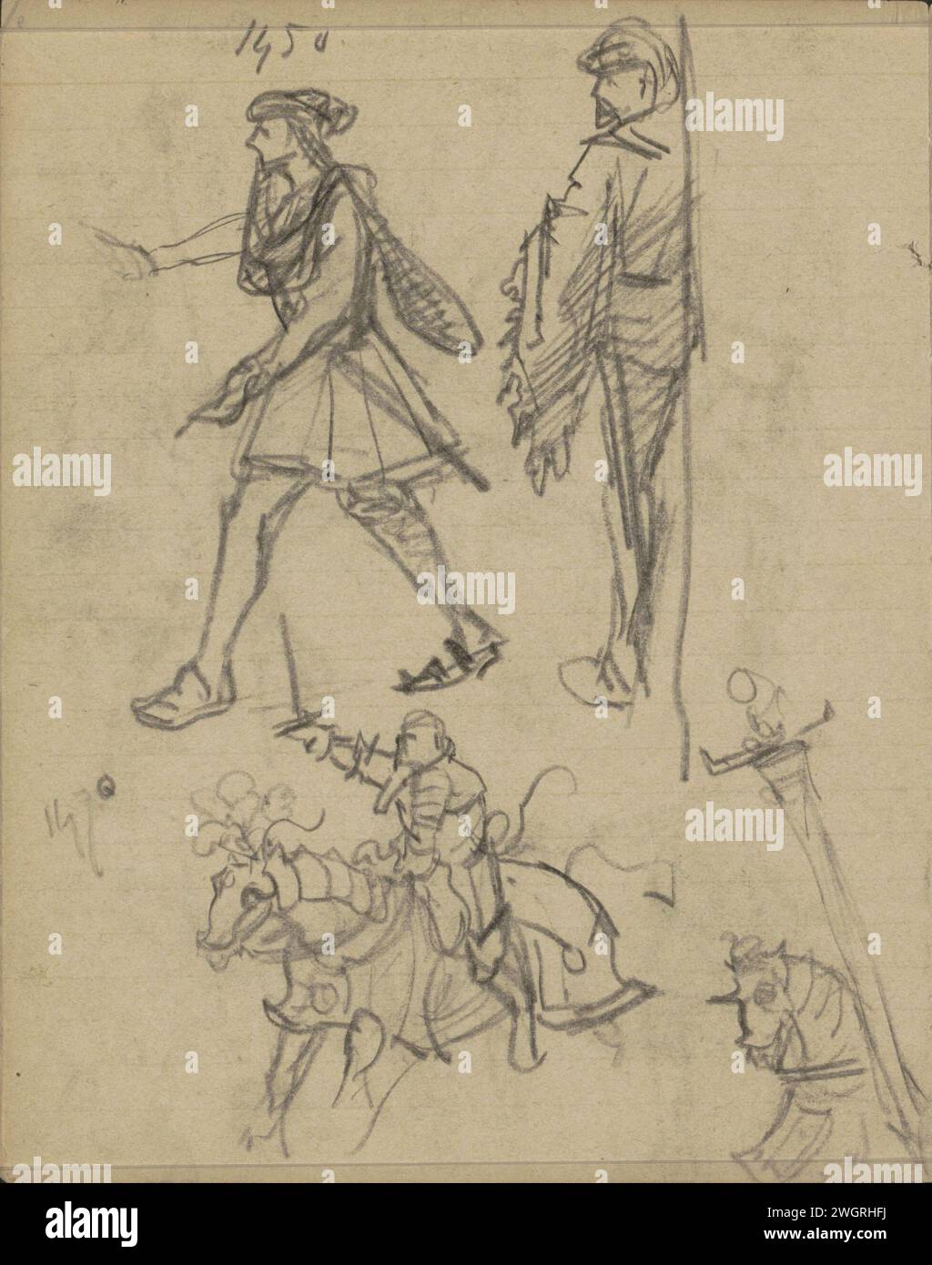 Figures in costumes from 1450-1470, 1885 The figures wear knight ...