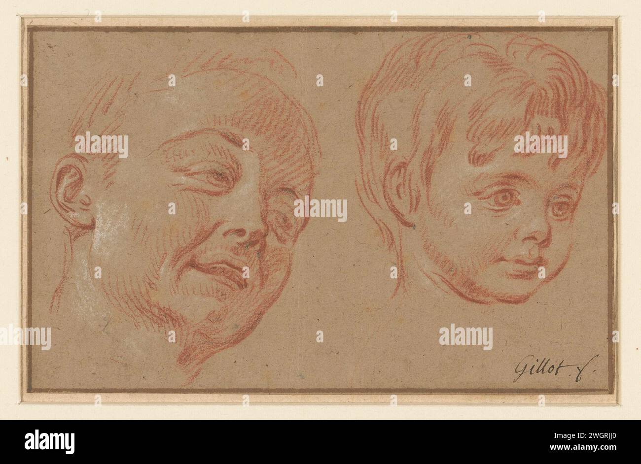 Sketch of two heads, Claude Gillot (Possible), 1683 - 1722 drawing ...