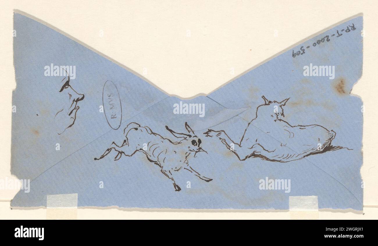 Haas and dog, Johannes Tavenraat, 1840 - 1880 drawing Haas and dog ...