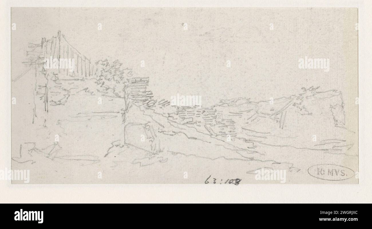 Sketch of a ruin, Georges Michel, 1773 - 1843 drawing paper. pencil ...