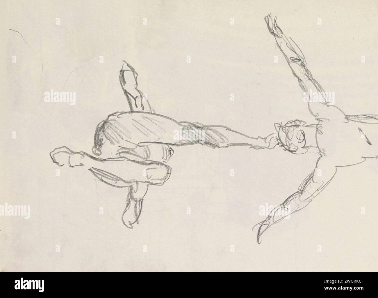 Two Acrobats, 1875 - 1934 An acrobat balances on one leg on the head of another acrobat. Leaf 24 ...