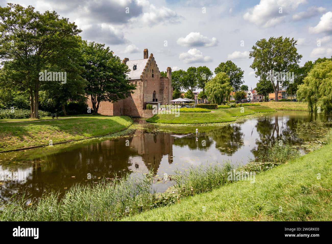 Radboud Castle with moat in Medemblik, Noord-Holland, Netherlands Stock ...