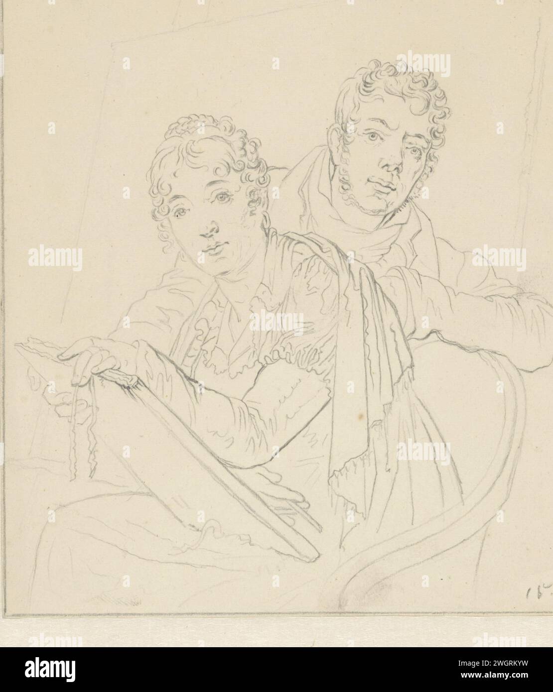 Self -portrait of Louis Moritz with his wife Anna Reijermans, c. 1810 ...