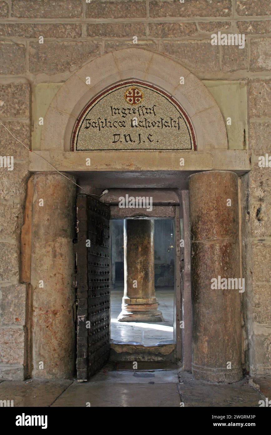 Side entrance to the Basilica of the Nativity in Bethlehem, Israel ...