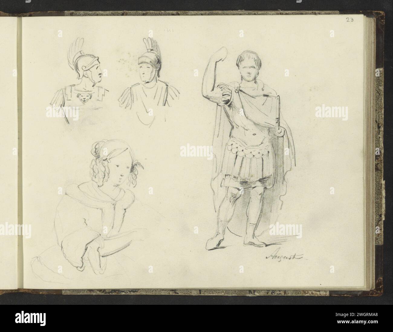 Keizer Augustus, 1819 - 1849 Also studies of two Roman soldiers and a ...