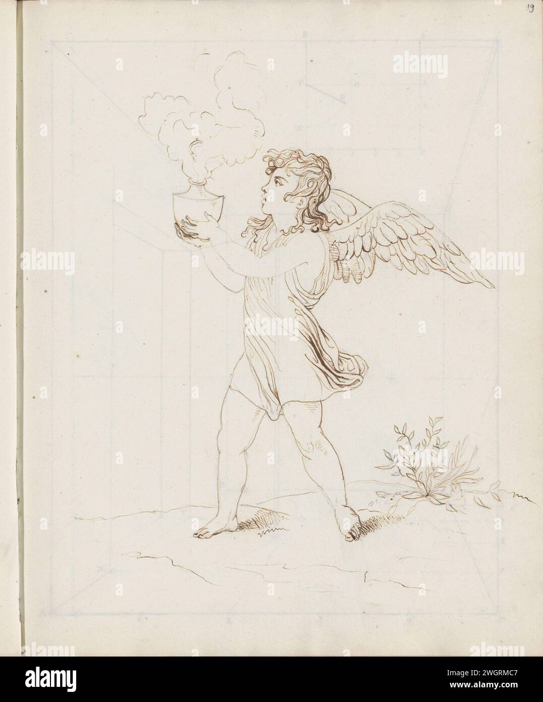 Winged boy with a smoking urn in a landscape, 1813 Probably to a ...