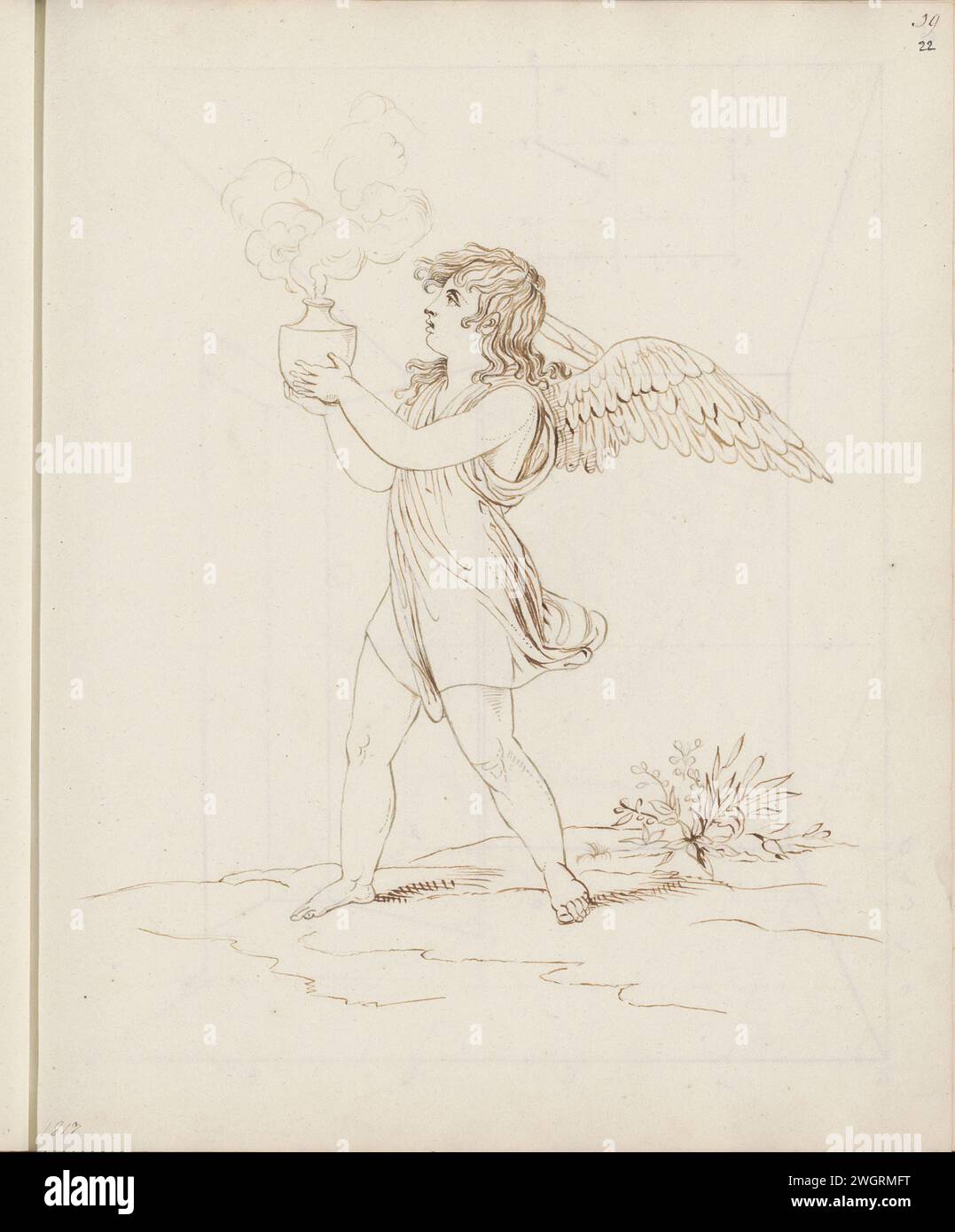 Winged boy with a smoking urn in a landscape, 1817 Probably to a ...