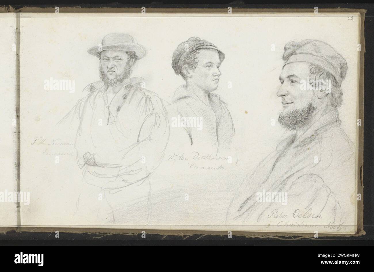Portraits of three shipmen, c. 1848 - c. 1854 Page 28 Recto from a ...