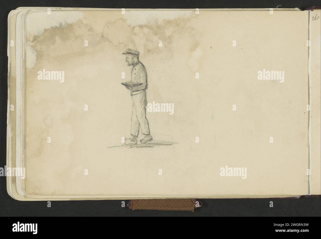 Ongoing man on clogs, c. 1885 - 1911 The man wears a cap and has a leaf ...