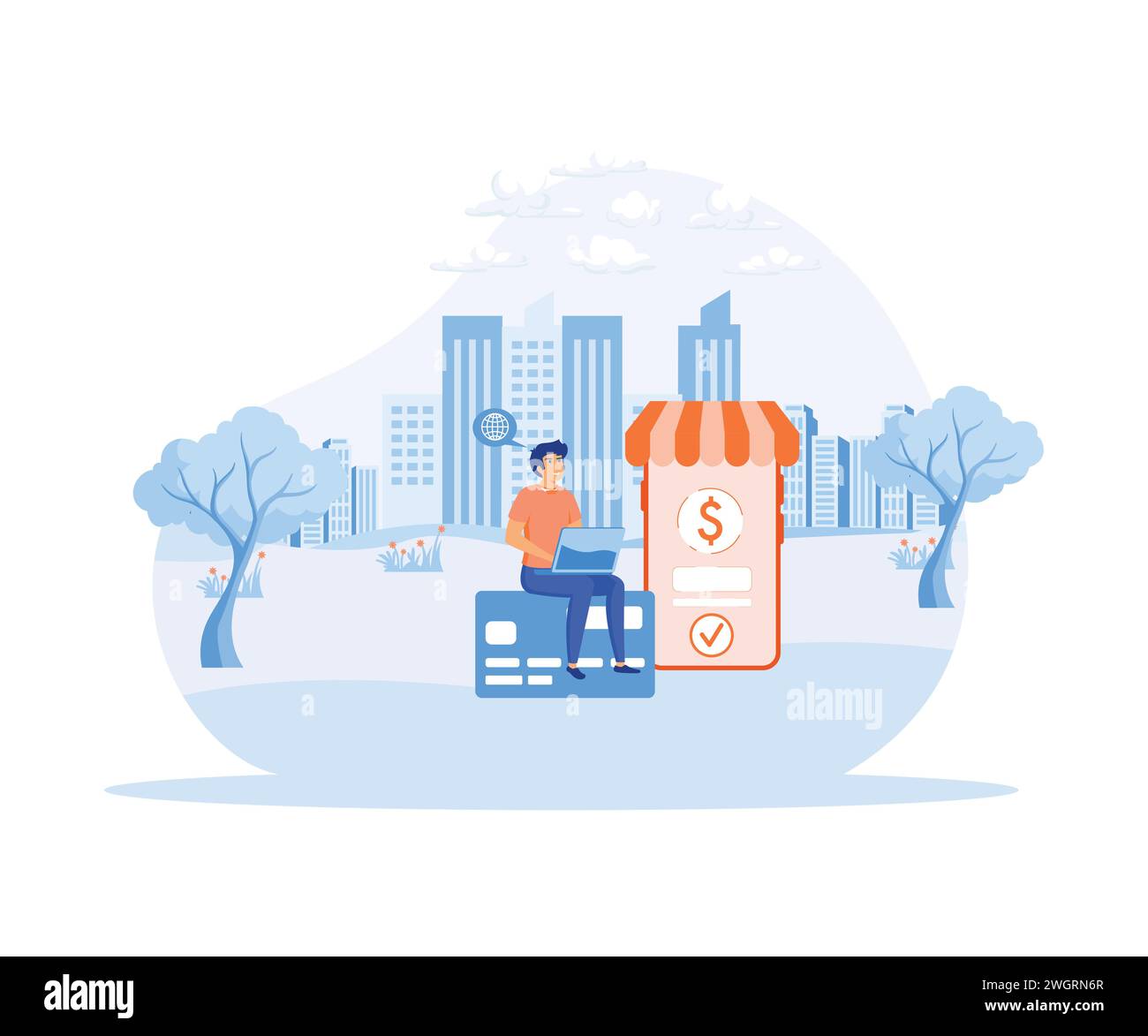Man paying online bank card Stock Vector Images - Alamy