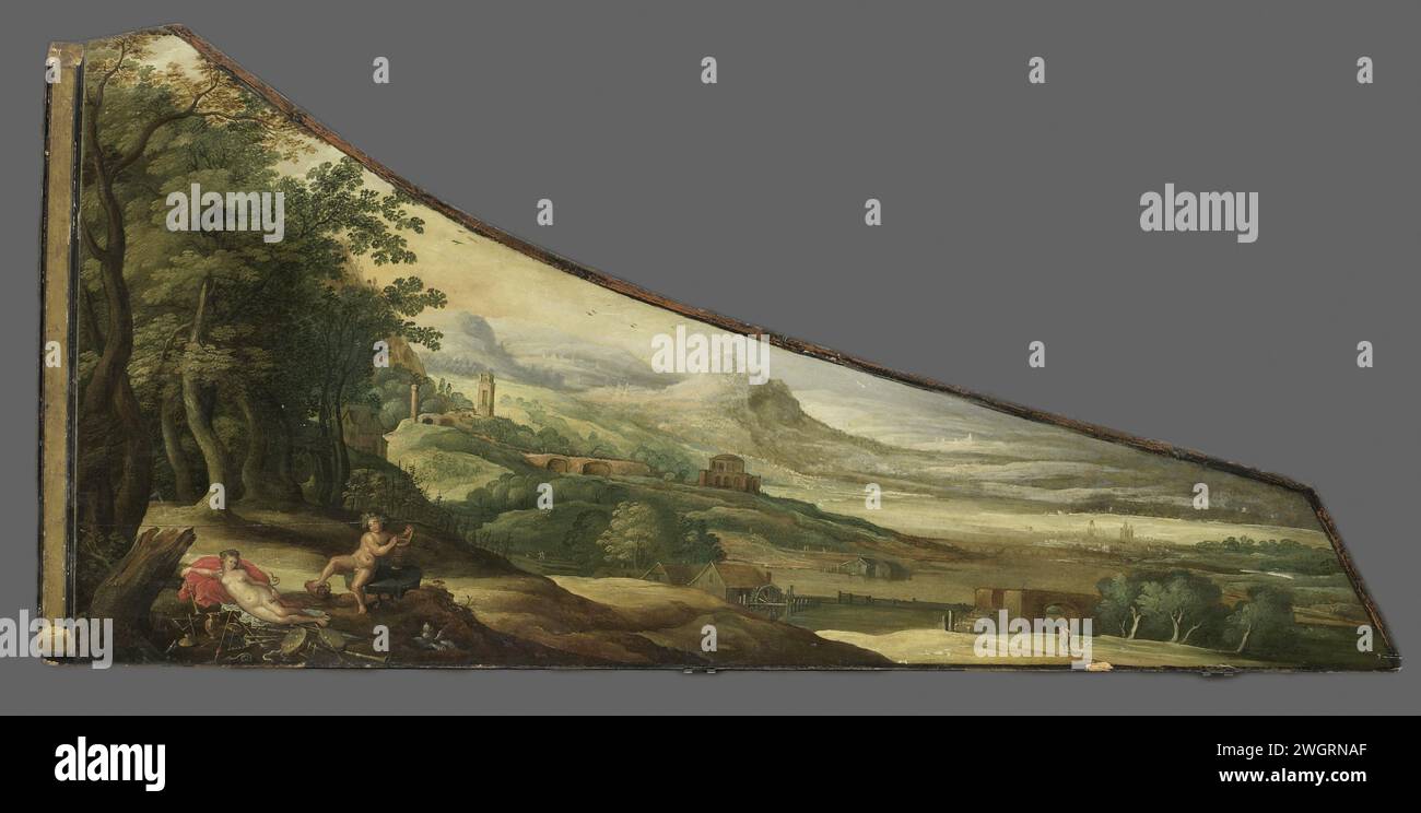 Painting on a harpsichord lid with Bacchus and Cybele, Joos de Momper ...