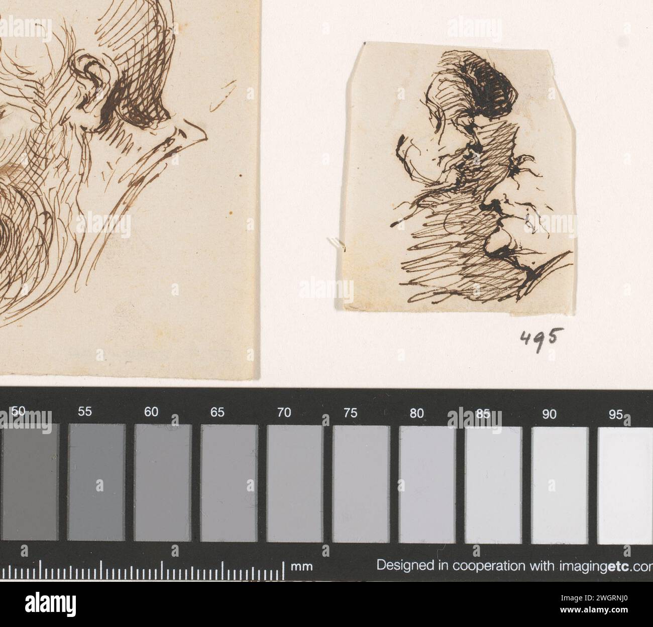Two Koppen, Johannes Taventrate, 1840 - 1880 drawing paper. ink pen ...