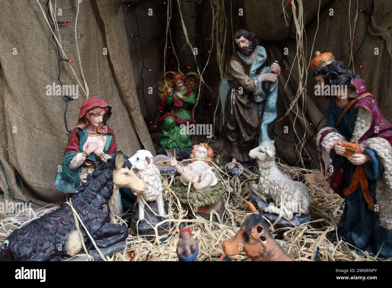 Christmas nativity scene at the Casa Nova Pilgrimage House in Bethlehem ...