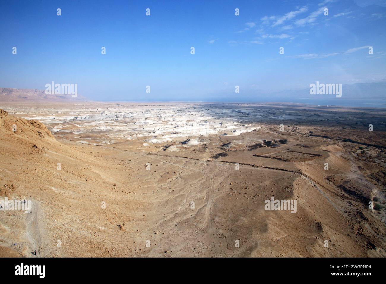 Waterless landscape of the Judean desert, view from Masada towards the ...