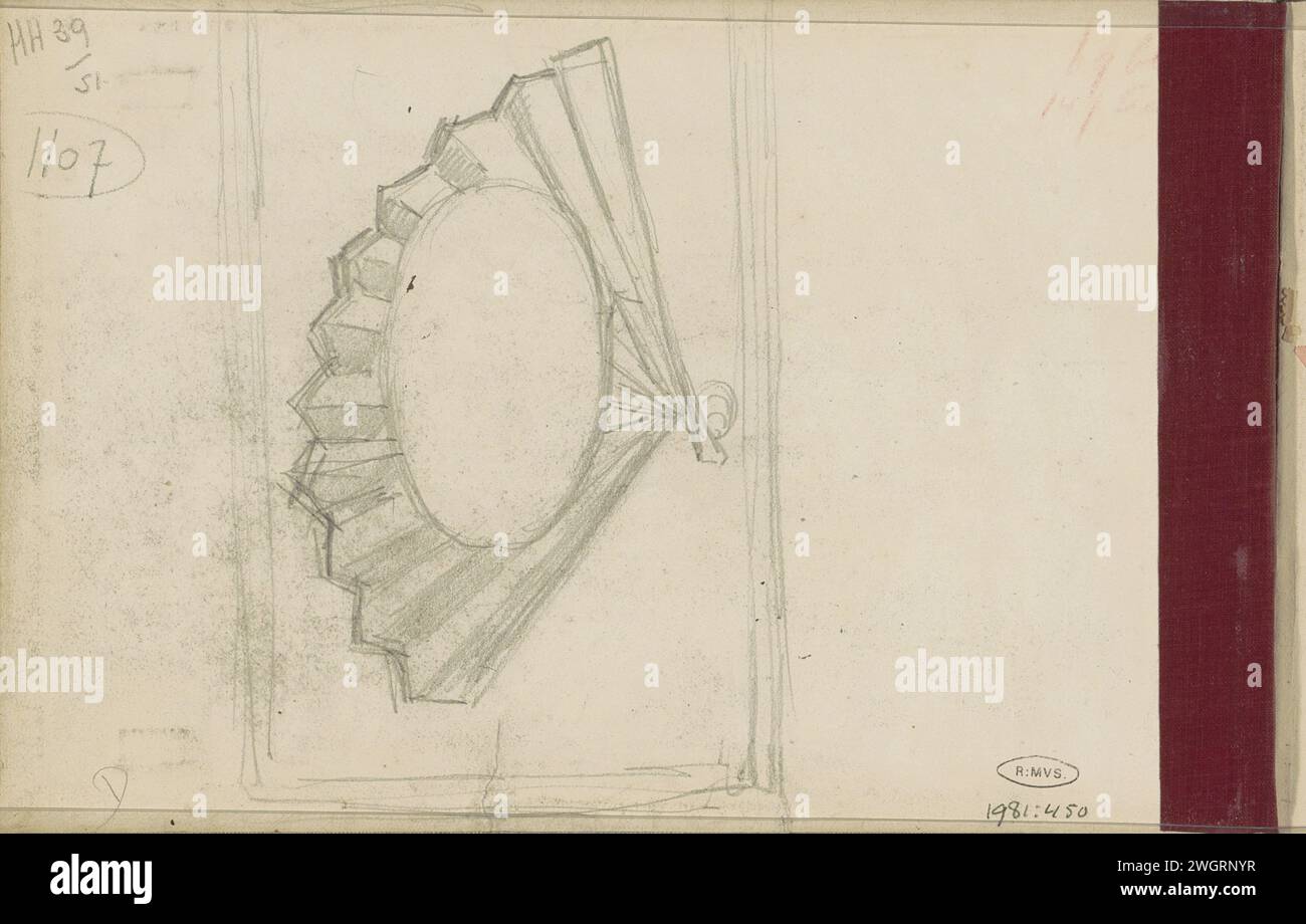 Fan in a frame, 1834 - 1911 Front bract from a sketchbook with 25 ...