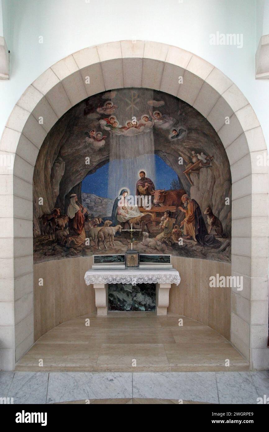Altar in the Shepherds' Field Chapel in Beit Sahour, Bethlehem, Israel ...