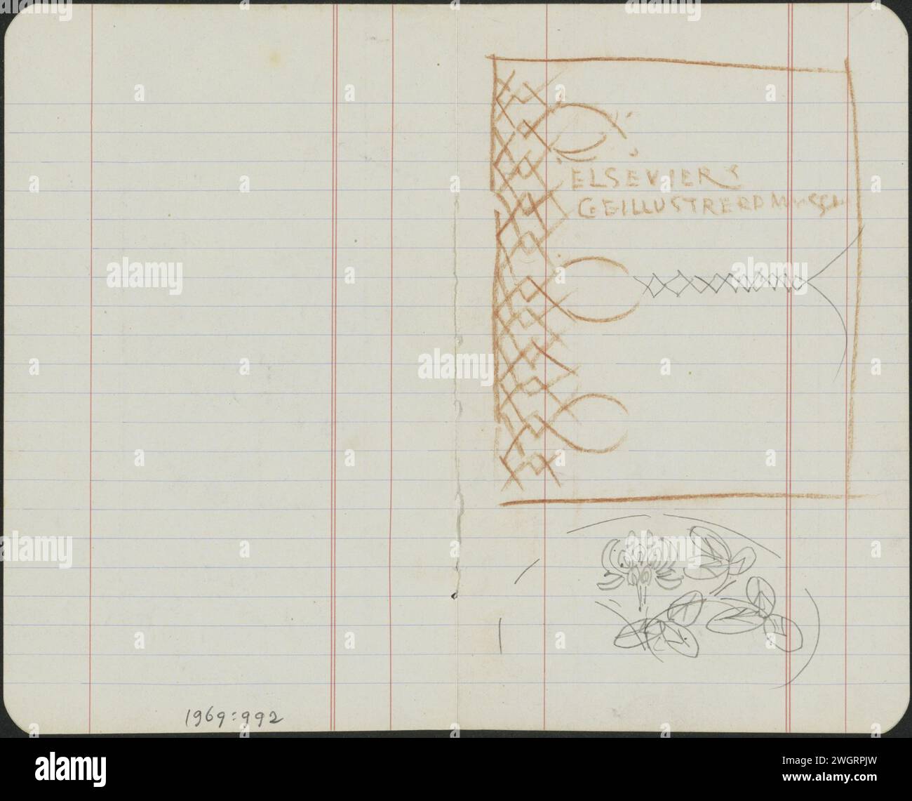 Design for Elseviers Illustrated Monthly, 1876 - 1924 drawing pencil ...