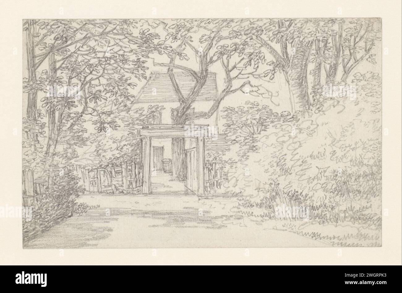 Shaded Laantje to a garden fence, Georges Michel, 1773 - 1843 drawing ...