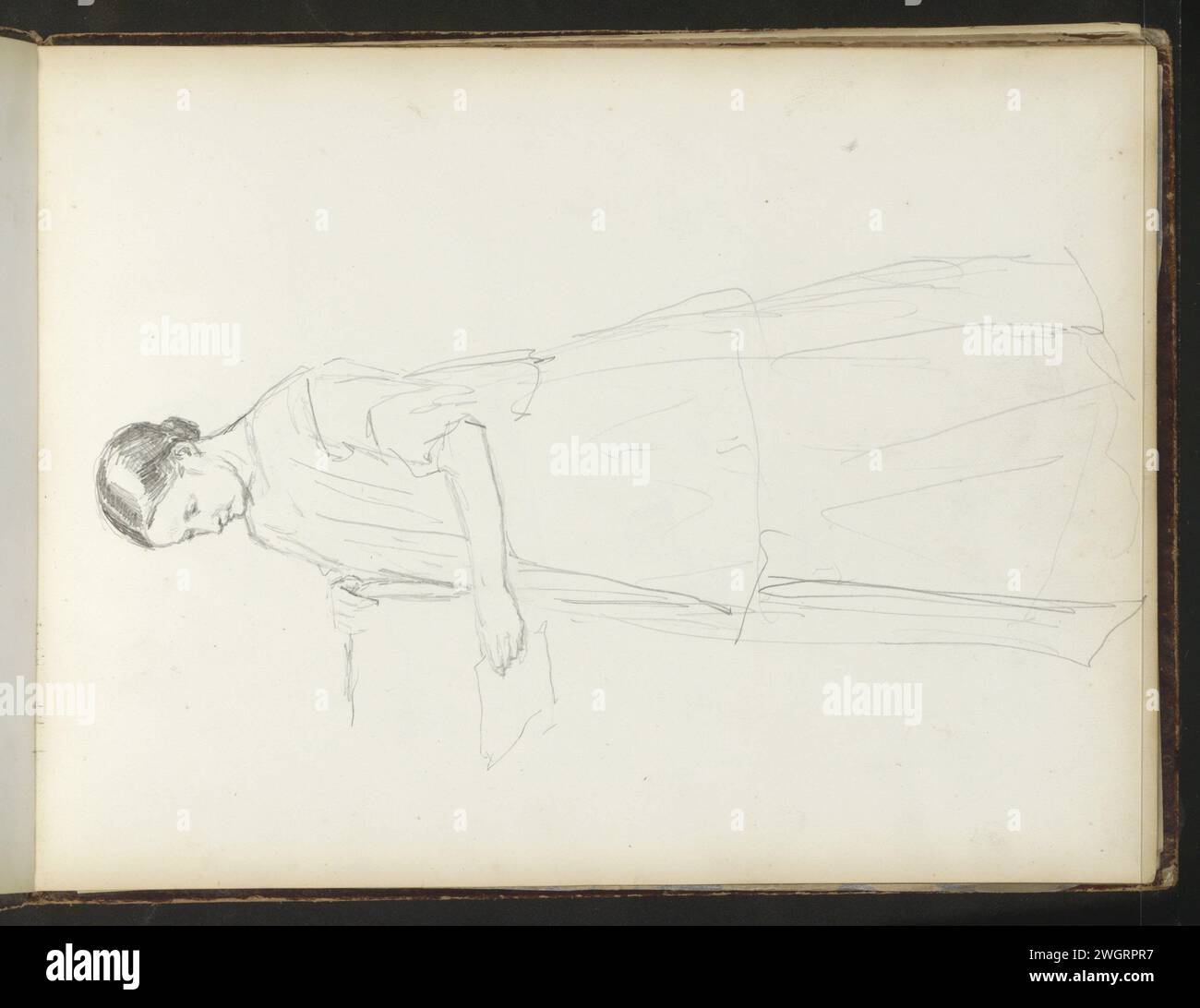 Standing woman with a letter, 1822 - 1880 Page 3 Recto from a ...