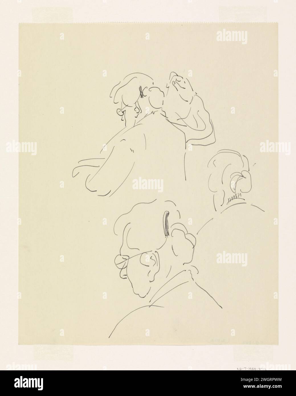 Three sketches of the wife of Carel Adolph Lion Cachet, Handwerkend ...