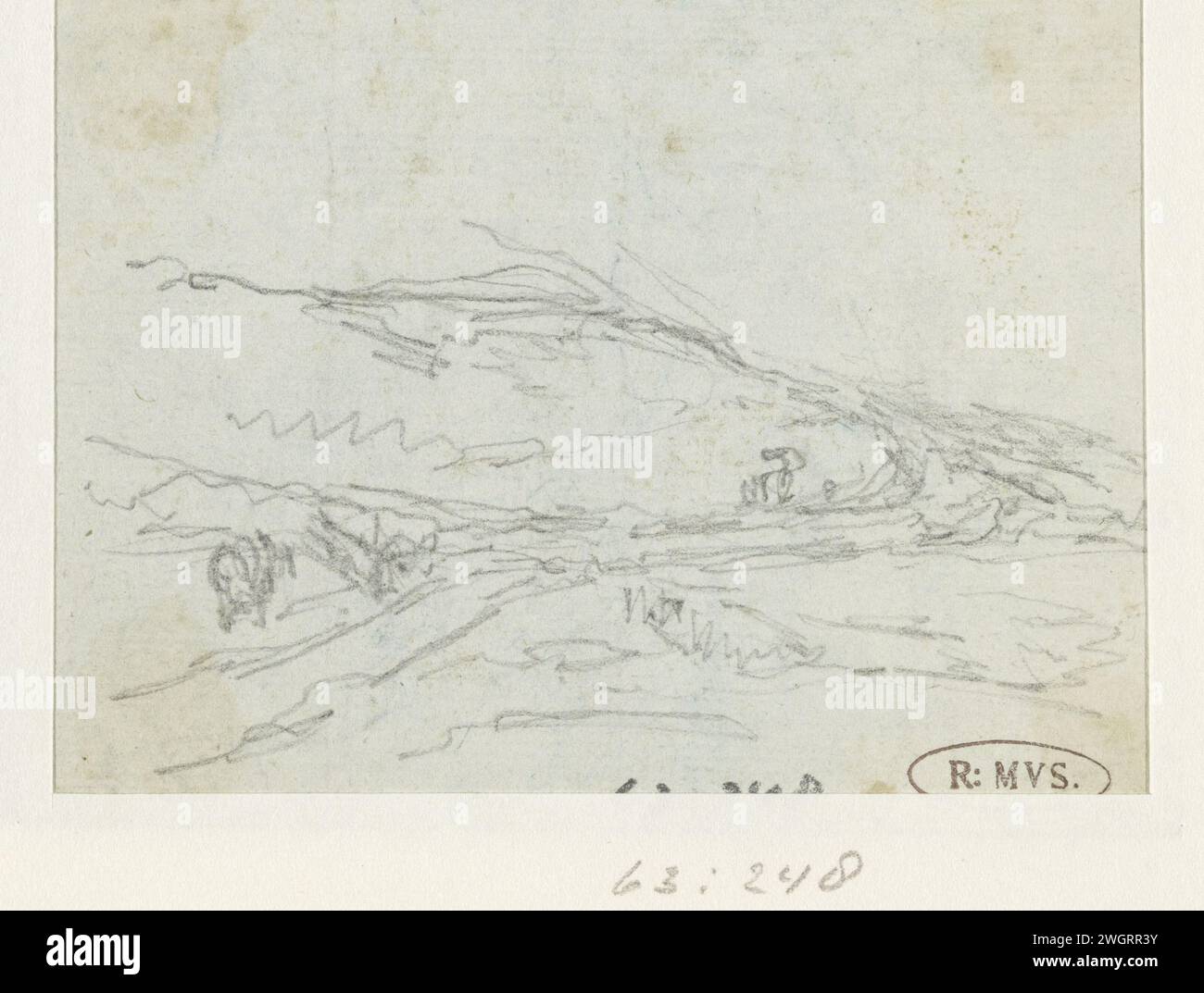 Sketch of Heuvellandschap, Georges Michel, 1773 - 1843 drawing paper ...