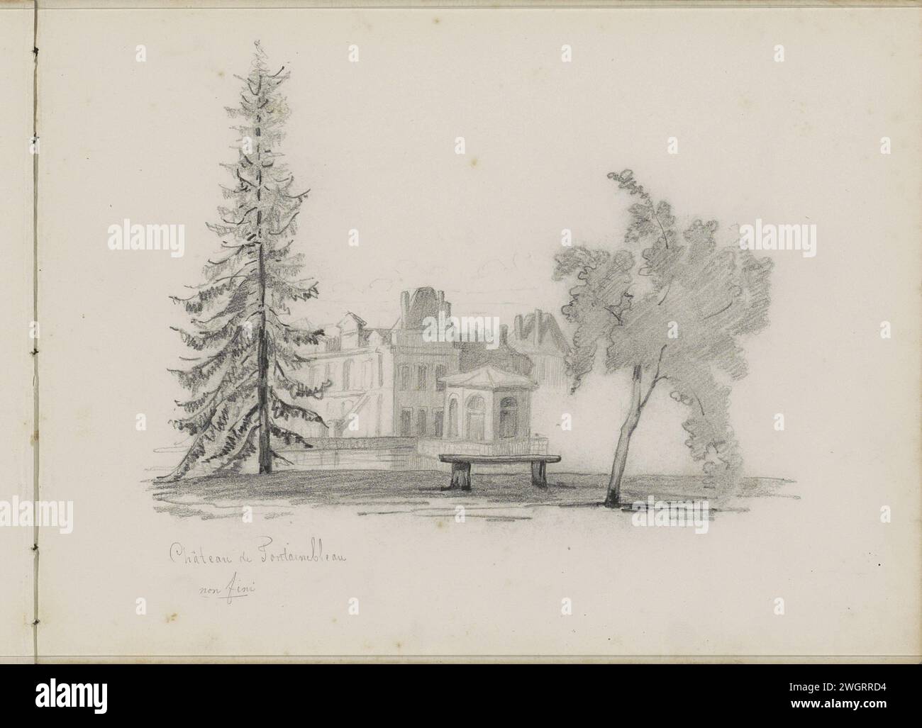 Palais Van Fontaineblea, 1858 Page 7 Recto from a sketchbook with 52 ...