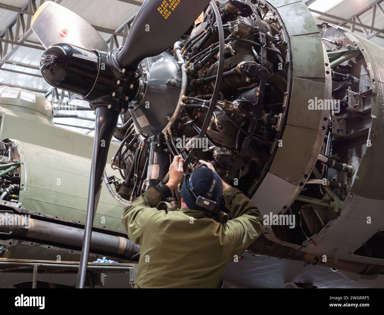 Engine maintenance being undertaken on the only airworthy Boeing B-17G ...