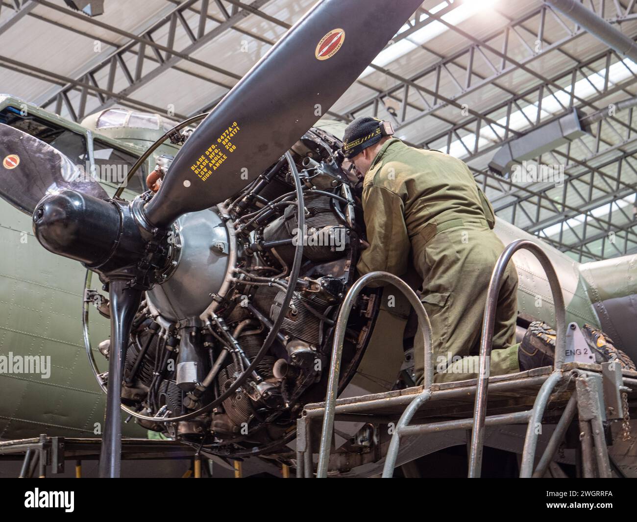 Engine maintenance being undertaken on the only airworthy Boeing B-17G ...