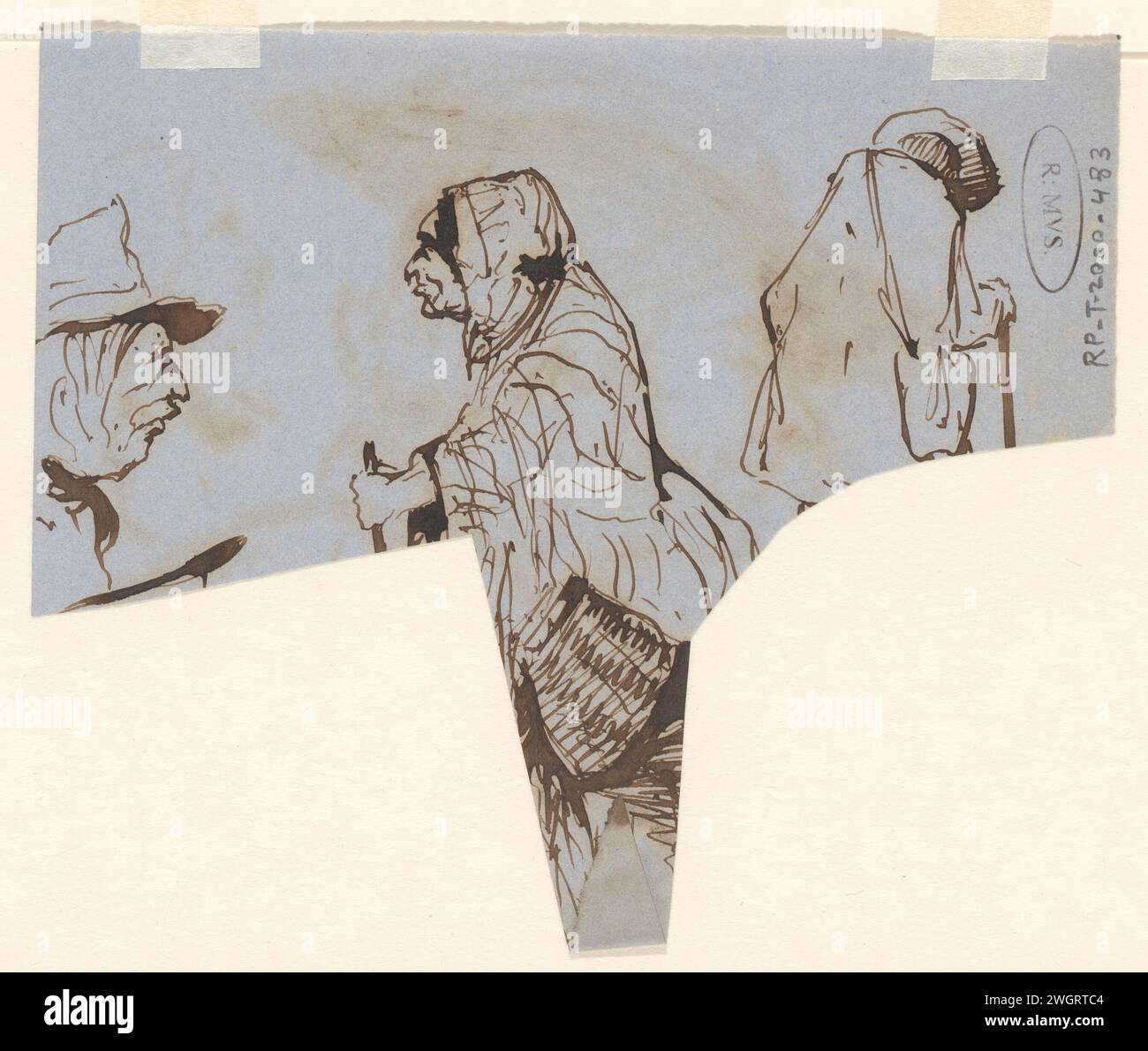 Three Figuren, Johannes Taventrate, 1840 - 1880 drawing paper. ink pen ...