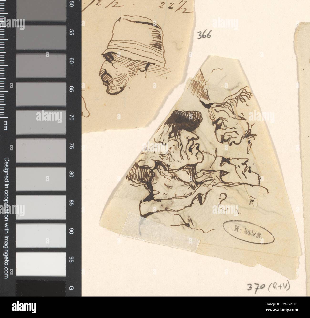 Three Koppen, Johannes Taventrate, 1840 - 1880 drawing paper. ink pen ...