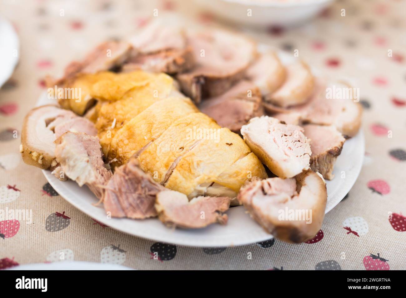 Cold cuts of different types of cooked meat on plate Stock Photo - Alamy