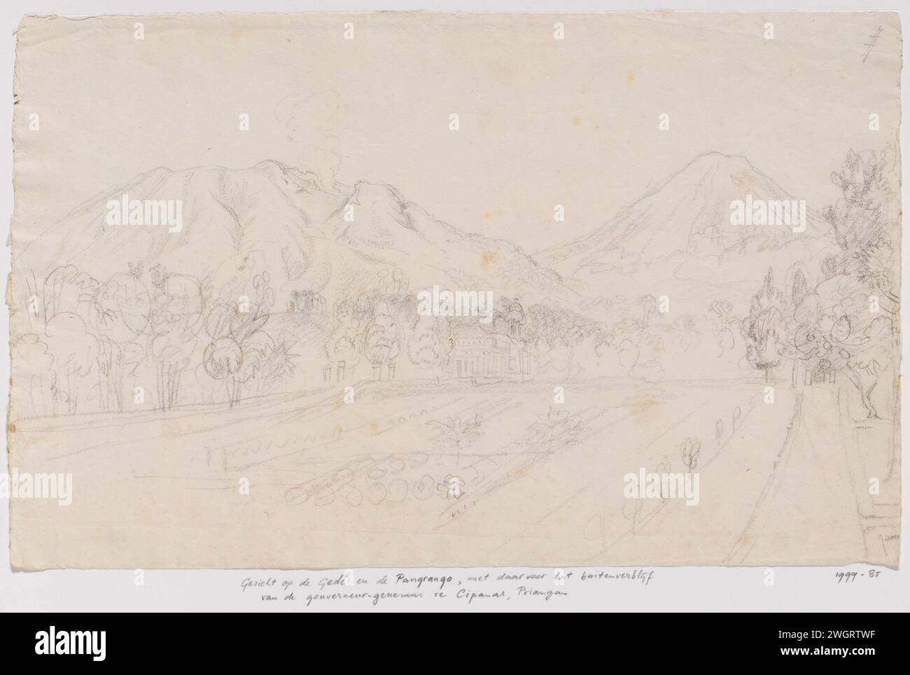 View of the volcanoes Gedé and Pangrango and country retreat of the ...