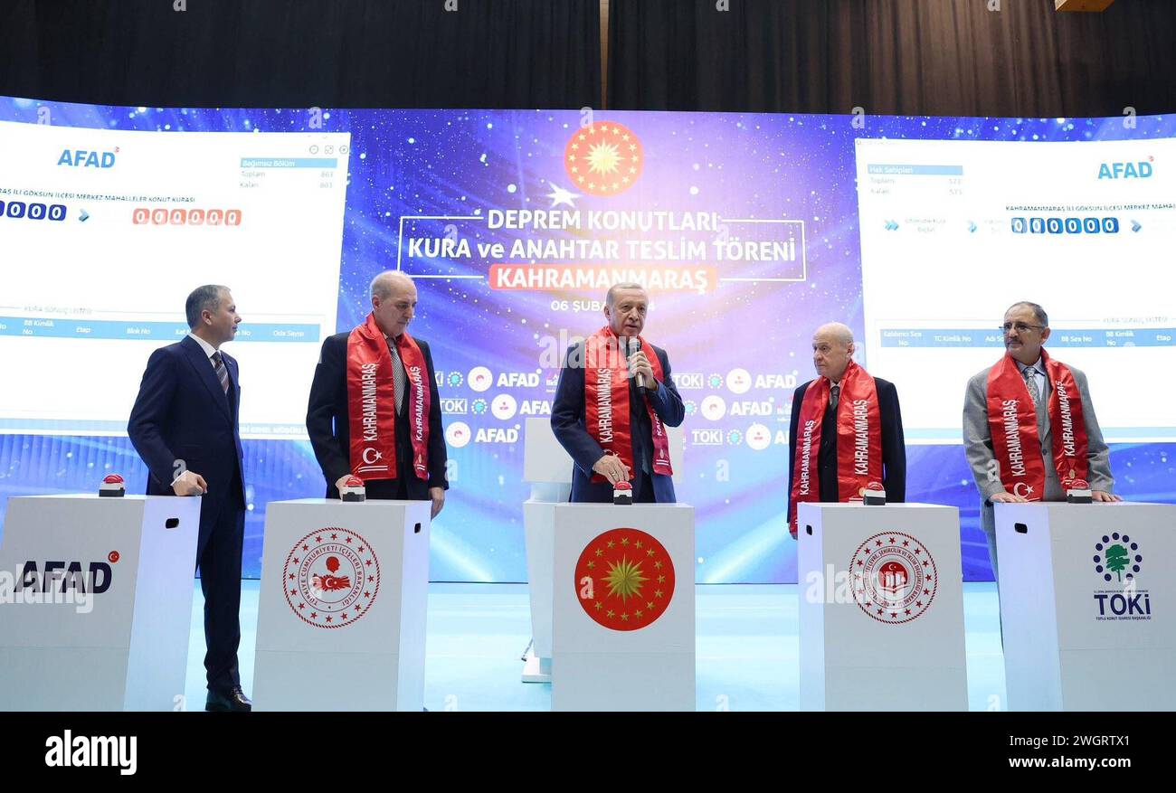 Turkish President Recep Tayyip Erdogan attends the ceremony of handing ...