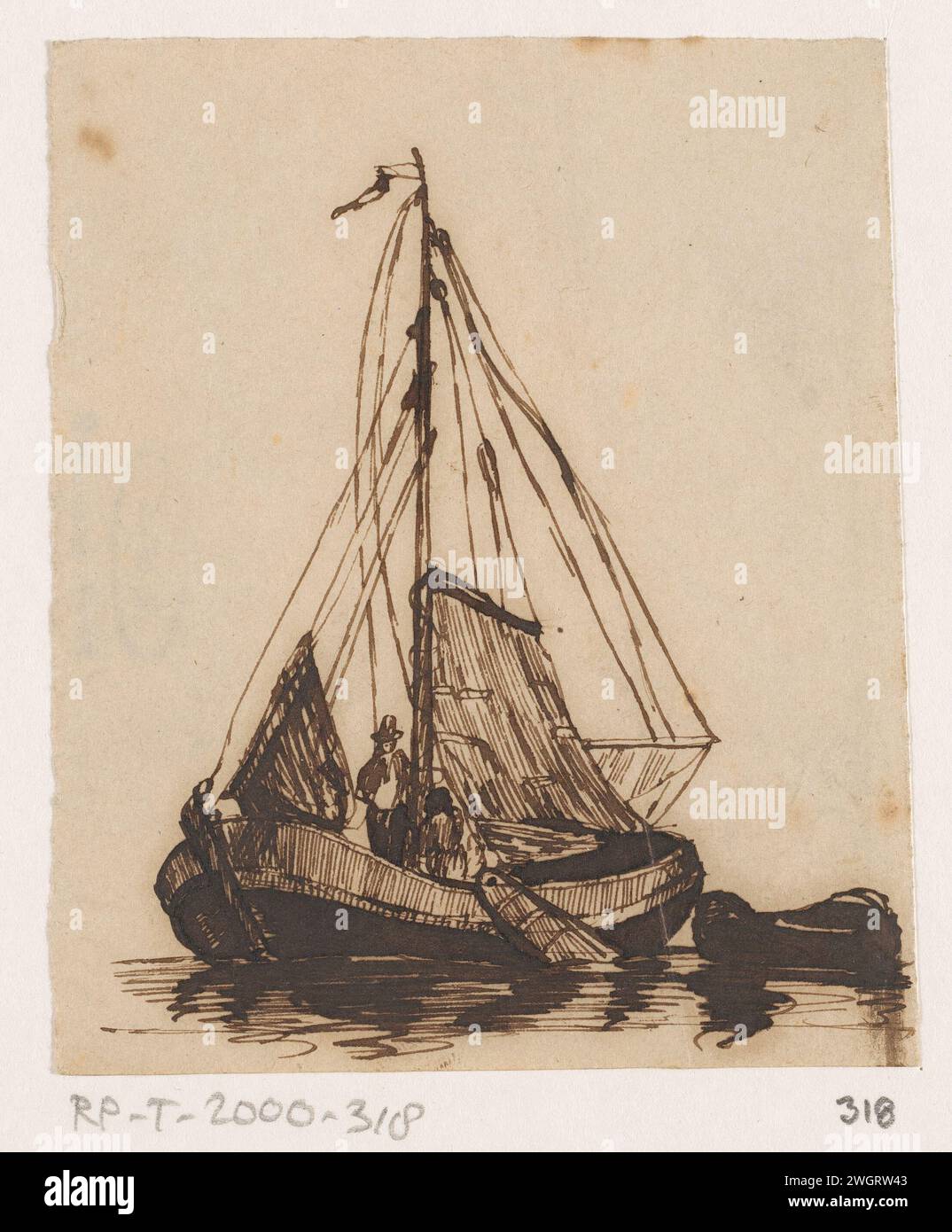 Schuit, Johannes Taventrate, 1840 - 1880 drawing paper. ink pen / brush ...