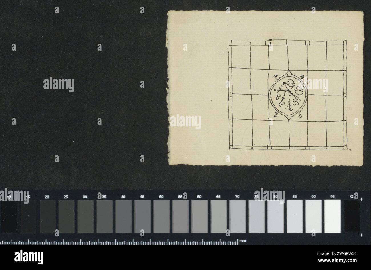 Design for a stained glass window with medallion, 1876-1924 drawing A ...