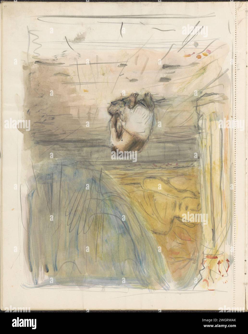 Kneeling figure in an image of a sleeping Buddha, 1931 The Buddha is ...