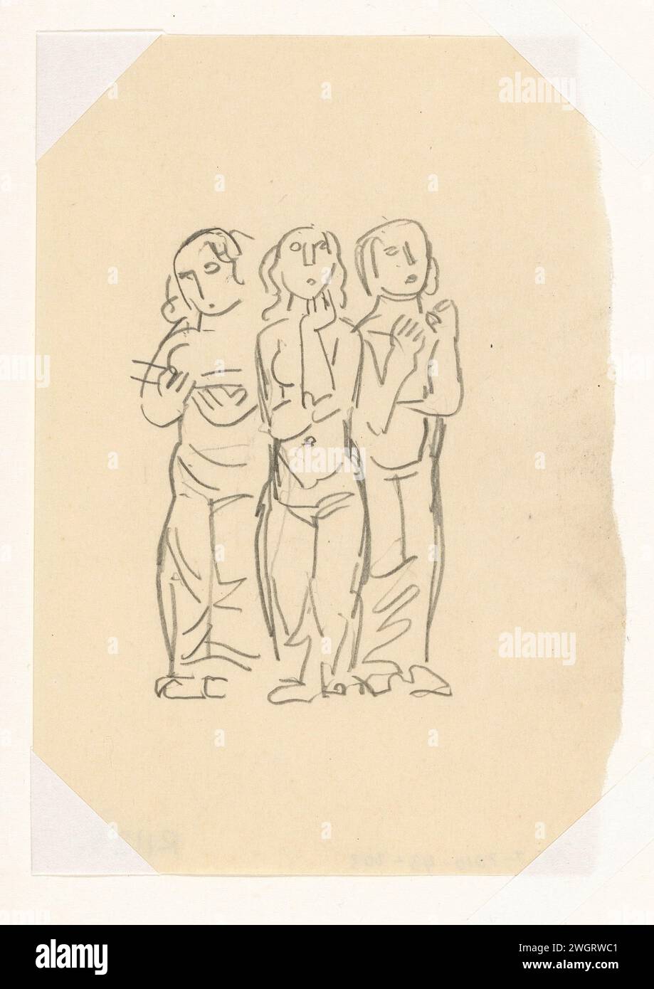 Three graces, Leo Gestel, c. 1935 - c. 1940 drawing Three graces (three ...