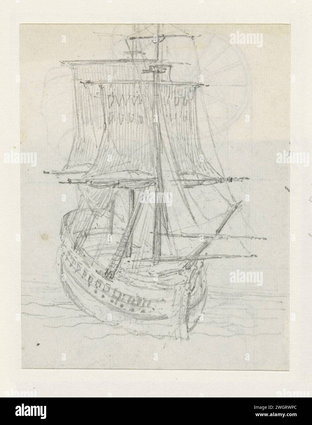 Sailing ship, Georges Michel, 1773 - 1843 drawing paper. pencil sailing ...