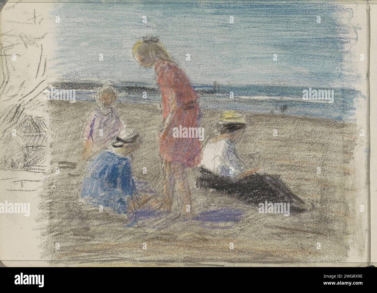 Figures on the beach, Johan Antonie de Jonge, 1881 - 1927 Figures on ...