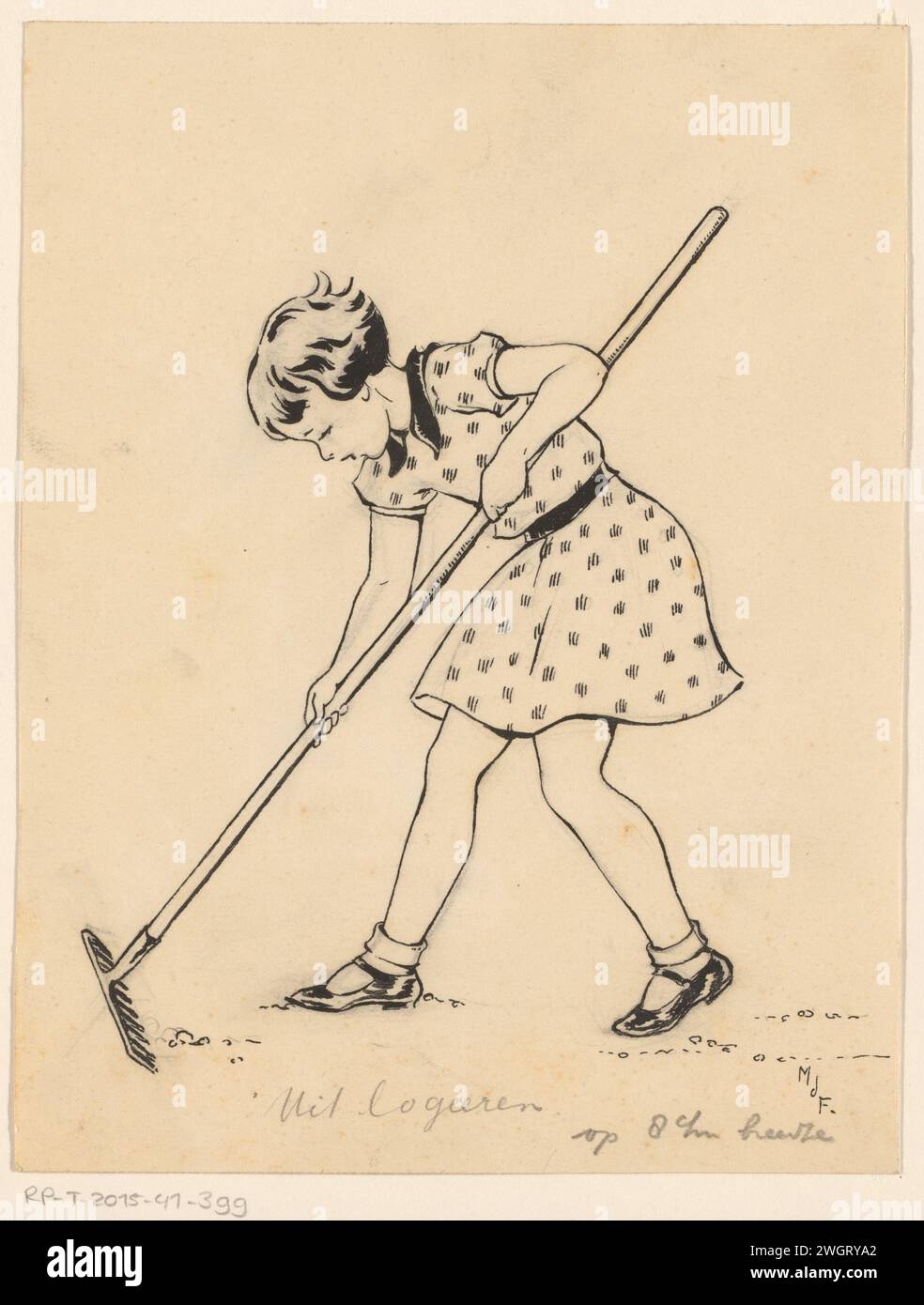 Girl with rake, c. 1928 - c. 1941 drawing paper. India ink (ink ...
