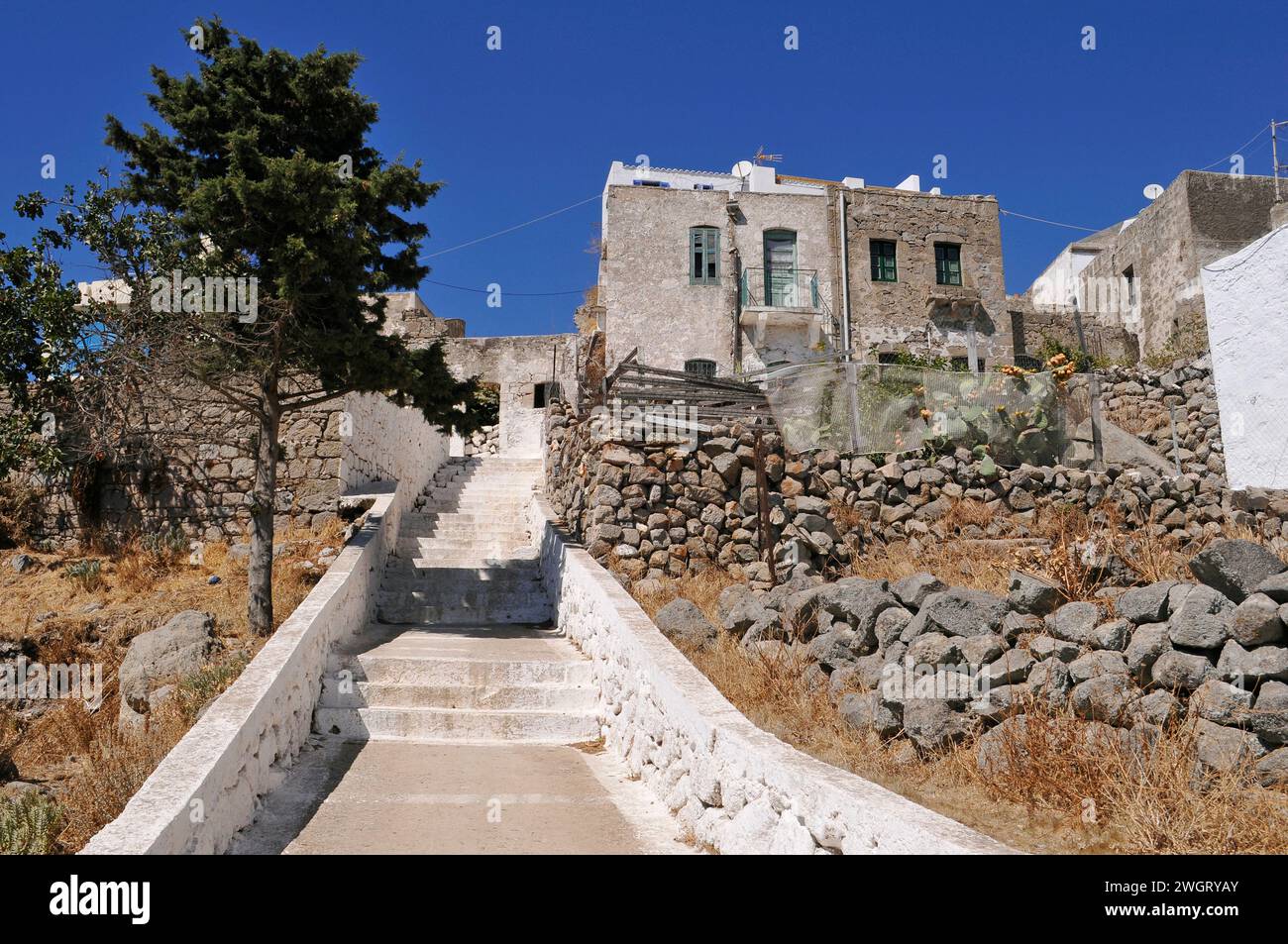 the mountain village of Nikia - Nisyros Island - Dodecanese islands ...