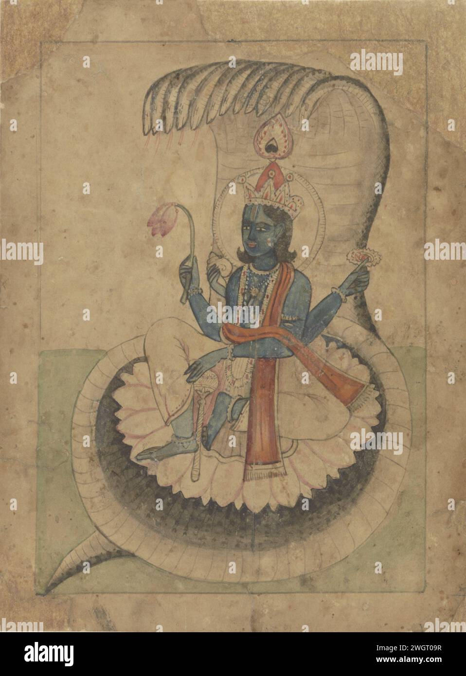 Krishna on his throne, Anonymous, c. 1800 - c. 1900 Indian miniature ...
