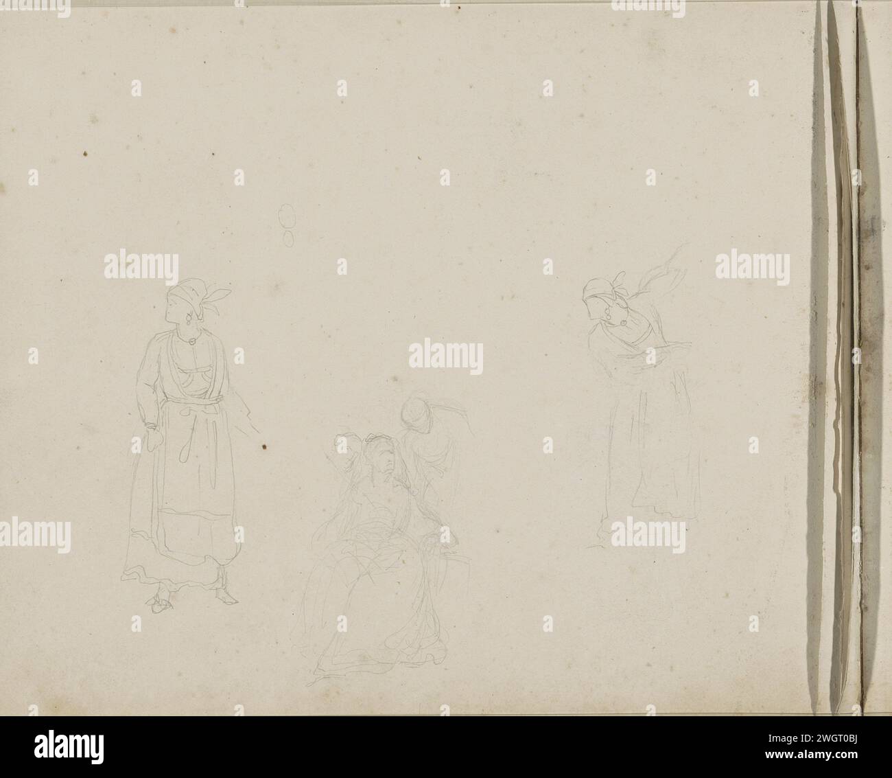 Women, 1829 - 1894 Studies of a standing and sitting woman. Leaf 19 ...
