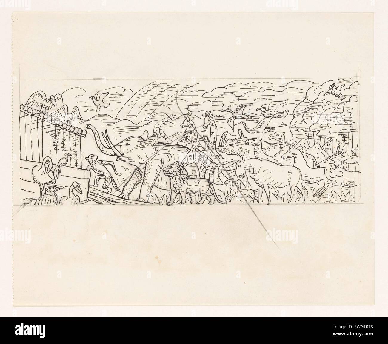 Animals in the Ark of Noah, Leo Gestel, 1891 - 1941 drawing paper. ink ...