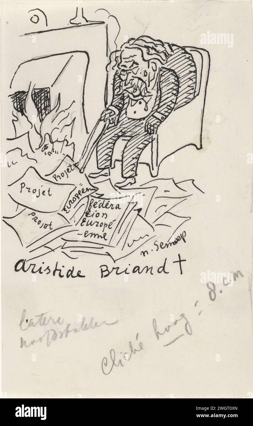 Cartoon of Aristide Briand, Leo set, 1934 - 1936 drawing paper. India ...