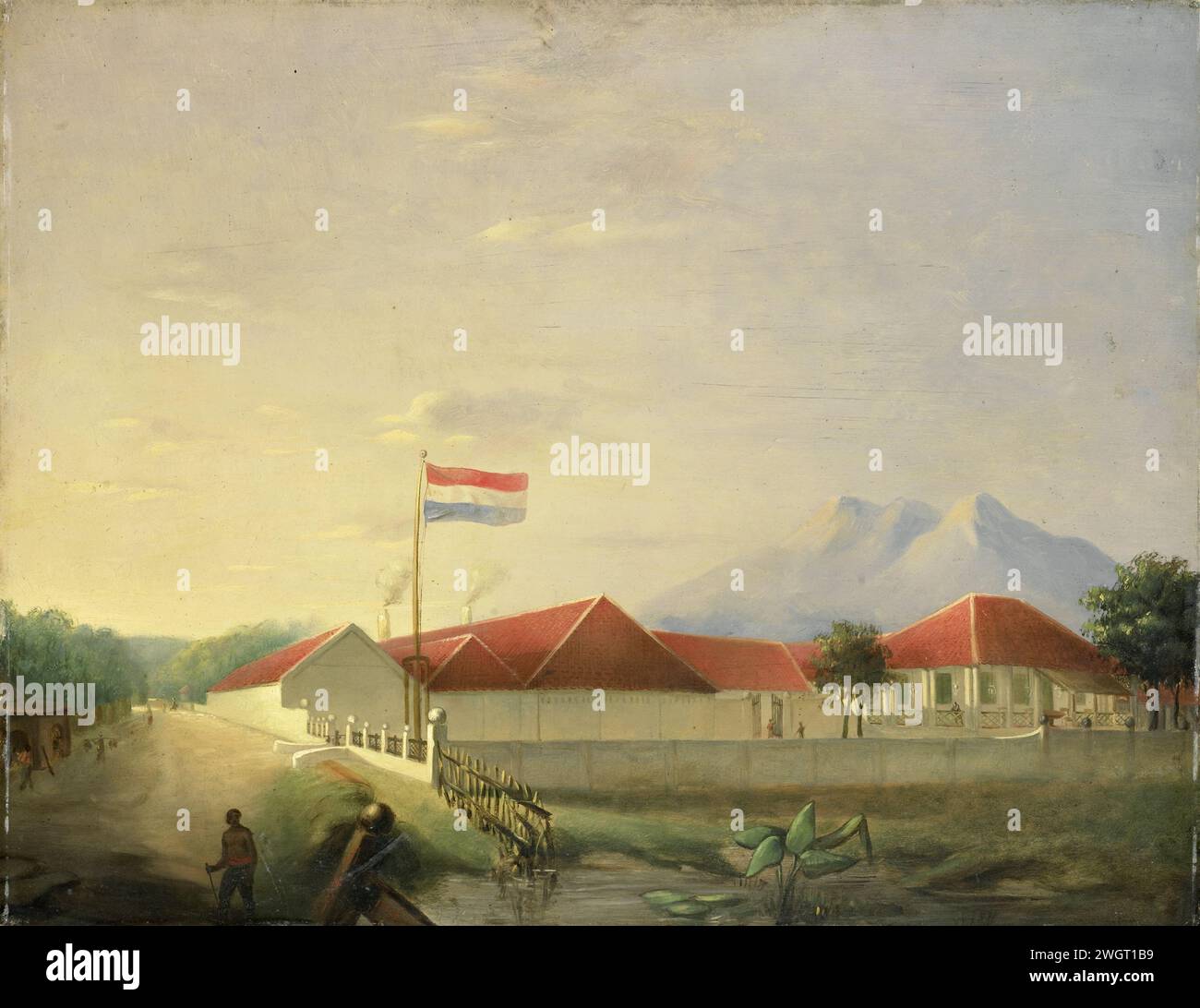 A Factory on Jawa, H.T. Hesselaar, 1851 painting View of a (sugar ...