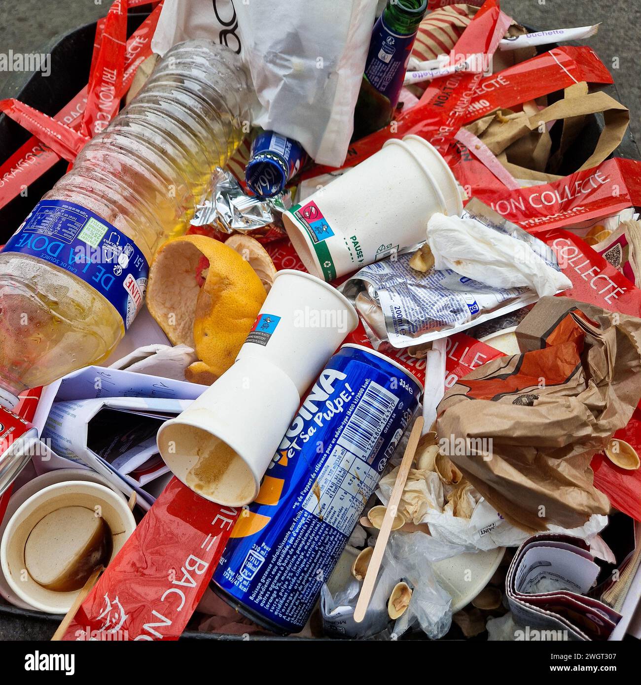 Poor sorting of garbage, top view, Bron, France Stock Photo - Alamy