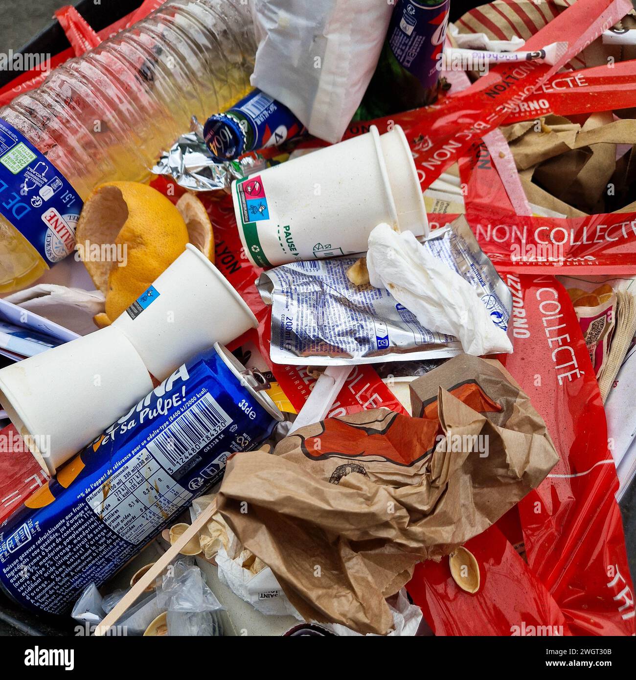 Poor sorting of garbage, top view, Bron, France Stock Photo - Alamy